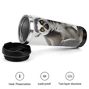NTVOWPZO Travel Mug Tailed Lemur Coffee Cup Reusable Insulated Tumbler with Lid Travel Coffee Mug Stainless Steel Insulated Coffee Tumbler for Coffee Tea And Drinks