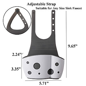 UNIKON 2 Pack Sink Caddy Sponge Holder Sink Sponge Organizer, Hanging Kitchen Adjustable Strap Faucet Caddy, White