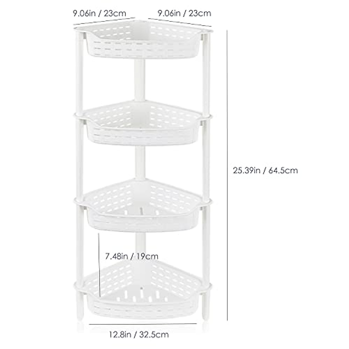IYAR HOME 4 Tier Shower Caddy Organizer Shelf Corner Standing 12.80 x 9.06 x 25.39 Inches Shower Rack for Inside Shower & Kitchen Storage White