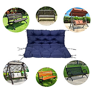 LFNOONE Bench Cushions Swing Replacement Seat Pad,2-3 Seater Waterproof Overstuffed Cushion,Thicken 5''Outdoor Loveseat with Ties,for Porch Garden Furniture Patio Lounger/blue 60x40''