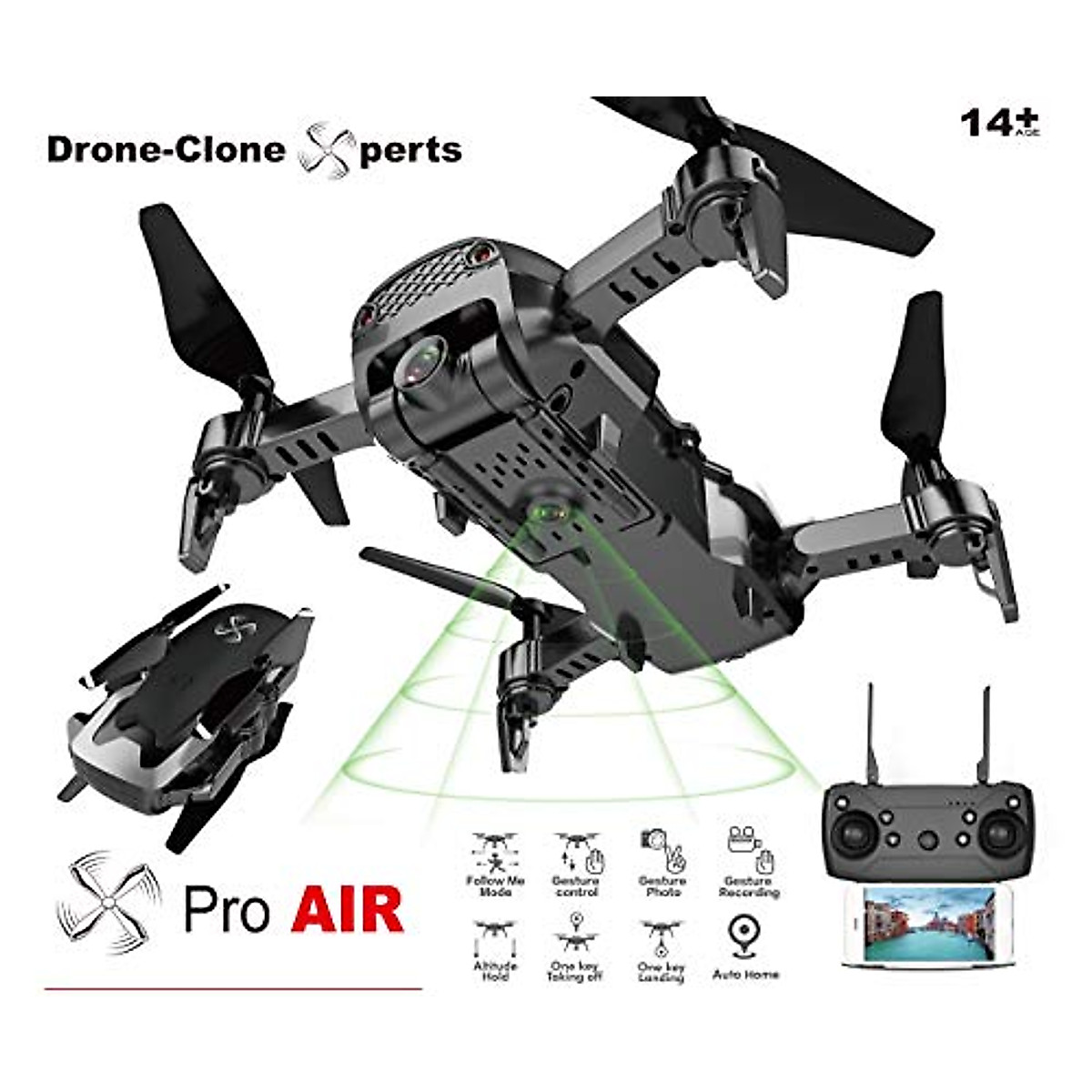 DRONE-CLONE XPERTS Drone X Pro AIR 4K Ultra HD Dual Camera FPV WiFi Quadcopter Follow Me Mode Gesture Control 2 Batteries Included (BLACK)