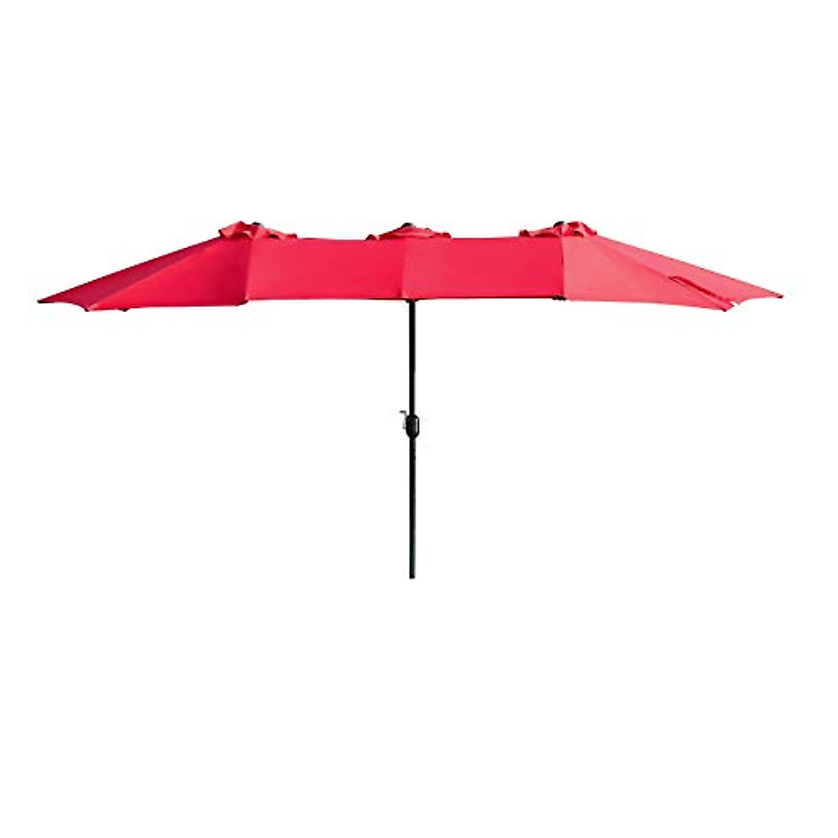 LOKATSE HOME 15 Ft Twin Patio Umbrella Double Sided Outdoor Sunshade Canopy with Crank for Garden Table Market Beach Shade Outside Deck or Pool, Red