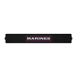 FANMATS 15716 U.S. Marines Drink Bar Mat - 3.25in. x 24in. - Durable Dish Drying Mat, Easy Clean, Counter Mat