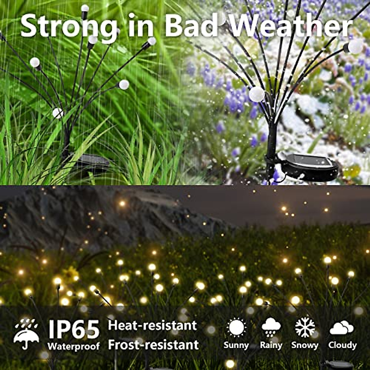 Solar Garden Lights 10LED - New Upgraded Solar Swaying Light, Sway by Wind, Ip65 Waterproof Solar Outdoor Light,Super Bright Light Bulb & High Flexibility Iron Wire, Yard Patio Pathway Decoration