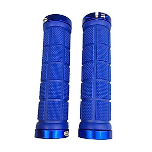 PLATT Bike Handlebar Grips Rubber Comfortable Bicycle Handle Grip for MTB/BMX with Plastic End Caps,Blue