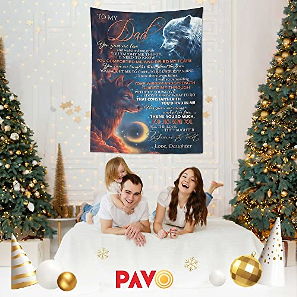 2022 Dad Gifts to My Dad from Daughter Wolf Ultra Soft Fleece Throw Blankets for Couch Bedroom Sofa Best Dad Gifts, Birthday Gifts, Thanksgiving, Anniversary, for Men 50 x 60 in