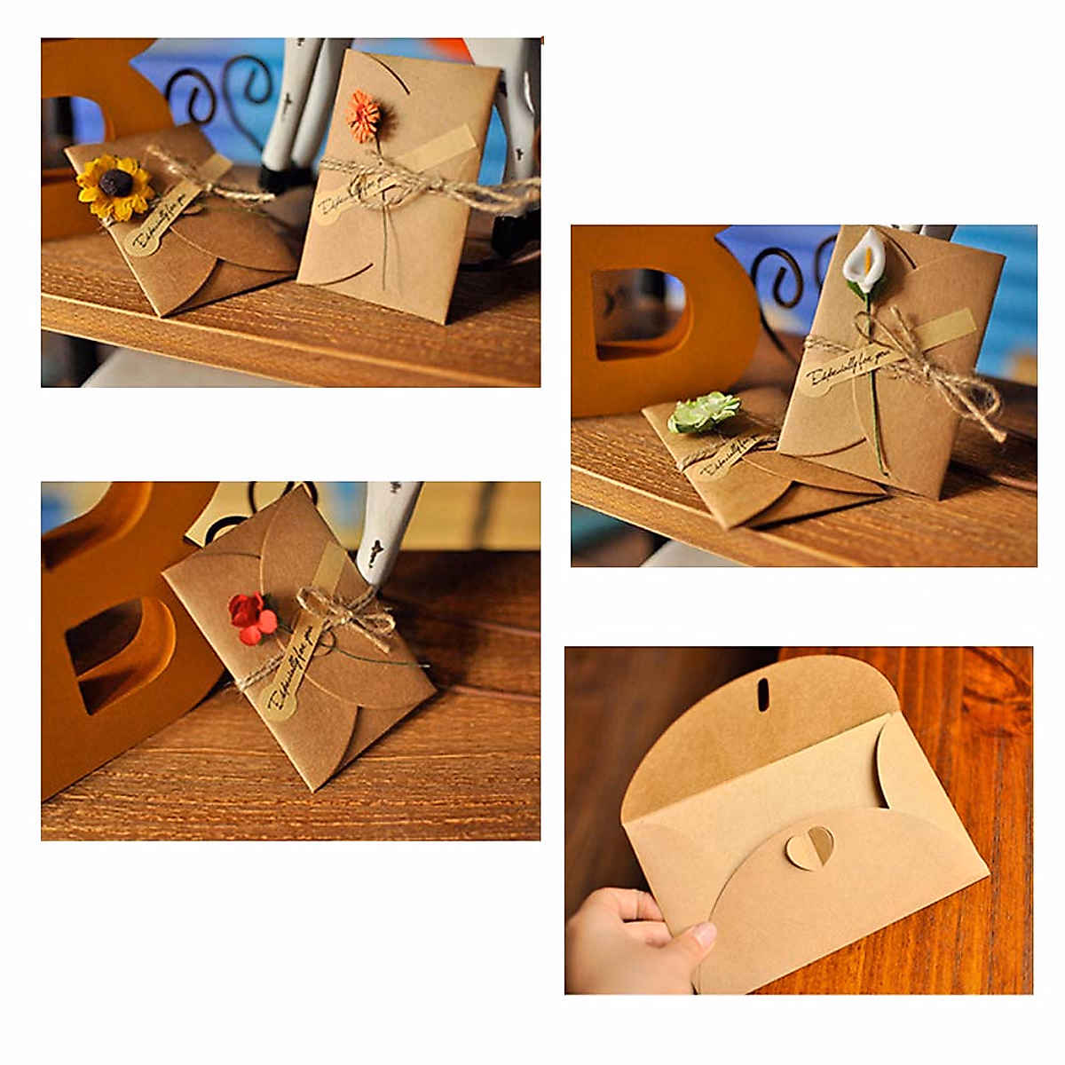 AECIH Flower Card 50 Pack Thank You Card All Occasion Greeting Cards Flower Card Collection Flower Birthday Card Invitation Letter Card Envelopes