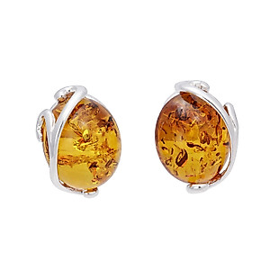 Sterling Silver and Baltic Honey Amber Stud EarringsMonique
