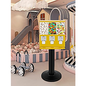 VBENLEM Triple Head Candy Vending Machine, 1-inch Gumball Vending Machine, Commercial Gumball Vending Machine with Stand and Adjustable Candy Outlet Size, Candy Vending Machine for Home, Gaming Stores