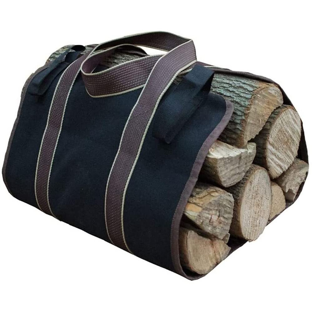 Dehydrator Fireplace Carrier Waxed Canvas Fire Place Sturdy Wood Carring Bag, with Handles Security Strap for Camping Indoor Firewood Logs, Black