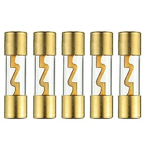 BOJACK 60A Gold Plated Glass Car Audio AGU Fuse for Car/Auto/Marine Audio Stereo Amplifier Power Protection (Pack of 5 Pcs)