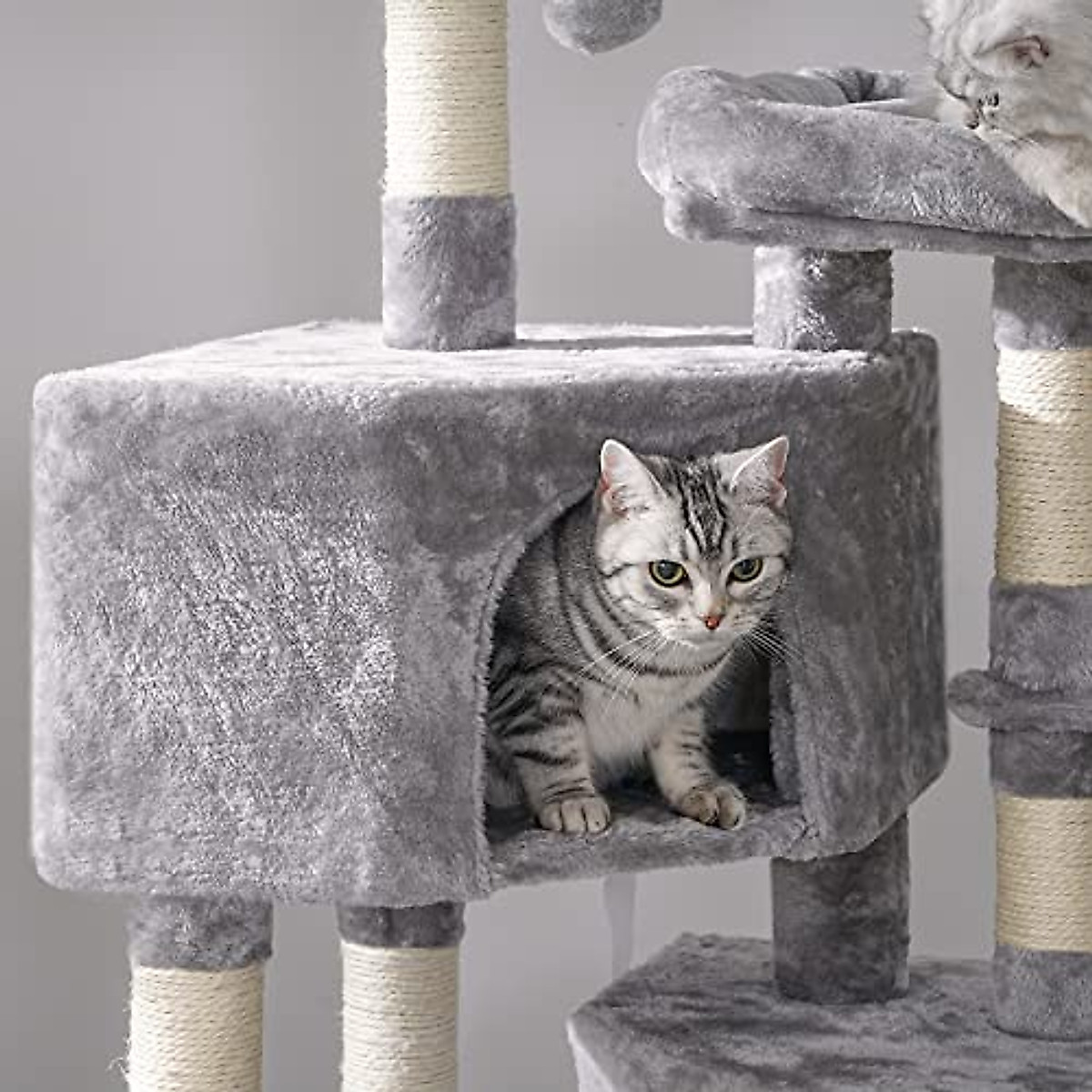 BEWISHOME Multi-Level Cat Tree for Indoor Cats Large Cat Tower Cat Condo with Sisal Scratching Posts, Perches, Houses, Hammock and Baskets, Furniture Kitty Activity Center Kitten Play House MMJ05G