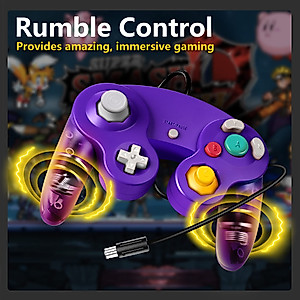 FIOTOK Gamecube Controller, Classic Wired Controller for Wii Nintendo Gamecube (Purple)