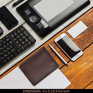 NeoMonte Genuine Leather Minimalist Wallet with RFID protection 9 Credit Card and 2 ID Slots, Sleek Bifold Wallet for Men