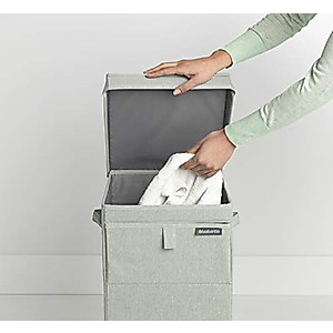 Brabantia - Stackble Laundry Box - Front and Top Opening - Space Efficient - Easy to Unload - Lightweight Grips - Large Opening for Dirty Clothes - Green - 35L