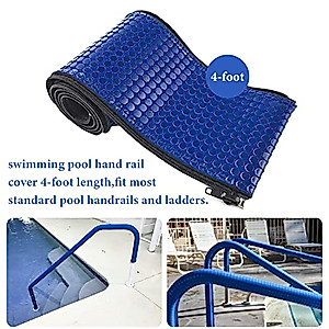 Pool Railing Handrail Cover 4 Feet Durable Zippered Designed Neoprene Hand Grip Rail Slip Cover for Inground Swimming Pool Ladder Handles,(Royal Blue)
