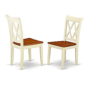 East West Furniture Dover 9 Piece Set Includes a Rectangle Dining Room Table with Butterfly Leaf and 8 Wood Seat Chairs, 42x78 Inch, Buttermilk & Cherry