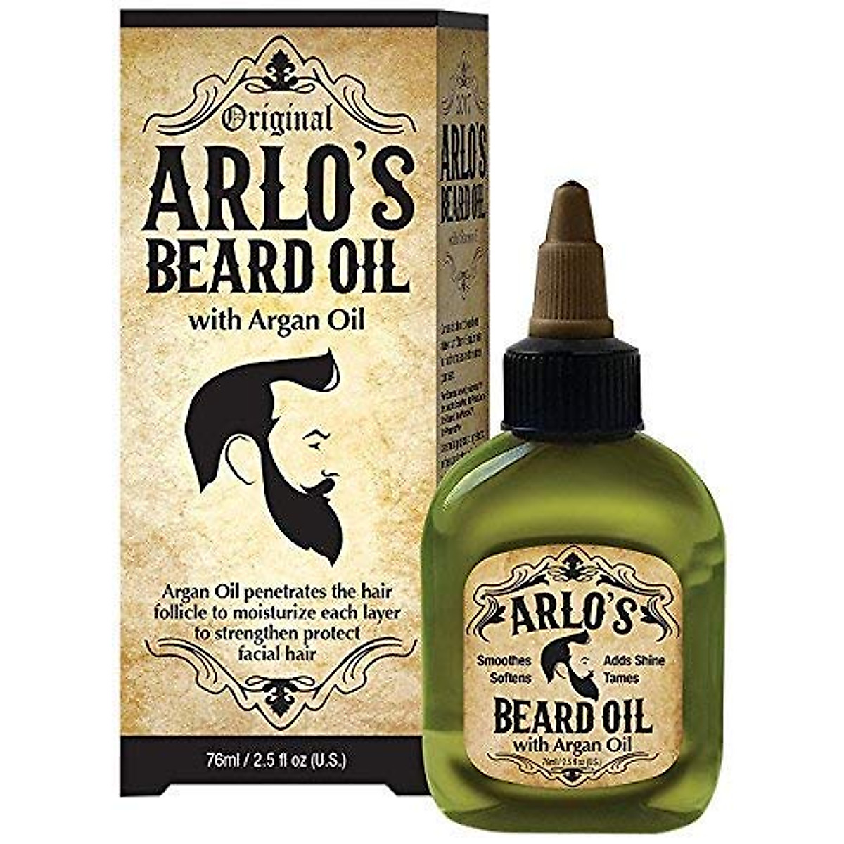 Arlo's 5-PC Mens Premium Beard Grooming Kit w/ Argan Beard Oil 2.5oz -Beard Oil, Beard Brush, Beard Comb, Beard Scissors & Carry Bag