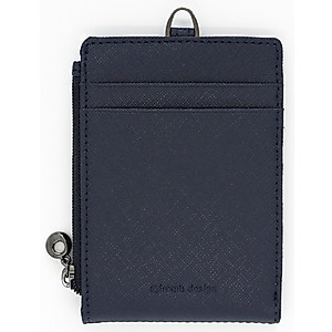 ID Window Card Badge Holder Leather Wallet Zip Neck Detachable Strap Landyard Money