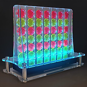 OnDisplay Luxe Glowing Acrylic Four in a Row Game w/Lights & Remote Control (Pink/Yellow)