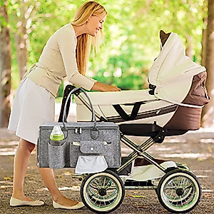 DIMJ Large Capacity Baby Diaper Caddy Organizer with Lid, Shoulder Nursery Storage Bin for Changing Table and Car, Portable Large Baby Shower Basket for Diaper, Toys, Bottles, Wipes, Books