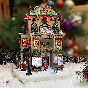 MOMENTS IN TIME 11" H Resin Christmas Village Building, Frosty's Fine Jewelry Shop with LED Lights and Christmas Music - Power Adapter (Included)