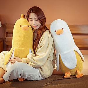 Banana Duck Plush Toy 27.5'',Cute Plushies Banana Stuffed Animal,Duck Plushie Long Banana Duck Plush Pillow,Funny Hugging Pillow Sleeping Cushion Soft Gifts for Boys Girls Birthday Christmas(White)