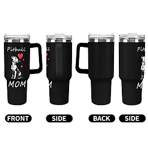 Pitbull Mom 40OZ Tumbler Stainless Steel Travel Mug Water Bottle Car Cup Tea Cups with Lid Black-style