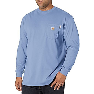 Carhartt Men's Flame Resistant Force Cotton Long Sleeve T-Shirt,Medium Blue,X-Large