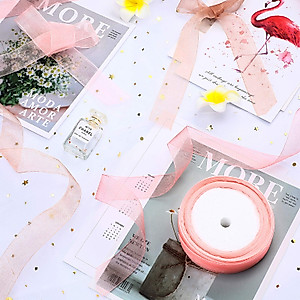 6 Rolls Organza Ribbon Sheer Chiffon Ribbon Bulk for Gift Wrapping Decorating Valentine‘s Day Wedding Birthday Bouquet Garland(25 Yard Each Roll,Purple)