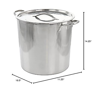 Everyday 16 Quart Stainless Steel Stock Pot with Lid Silver Non-Stick