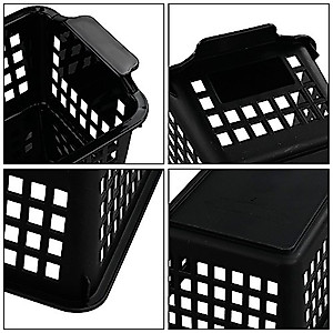 Begale Small Plastic Storage Baskets, Black, 11.6"L x 5"W x 3.4"H, Set of 6