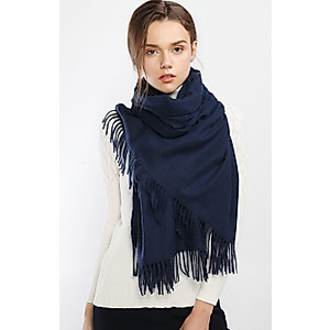 RIIQIICHY Scarfs for Women Fall Winter Navy Pashmina Shawls and Wraps for Evening Dresses Wedding Shawl Blanket Scarves