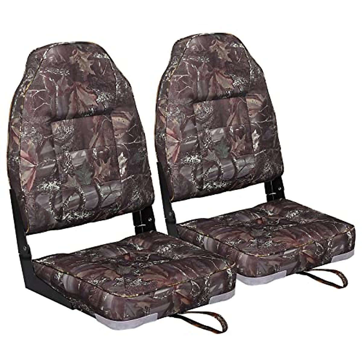 Leader Accessories A Pair of Elite Low/High Back Folding Fishing Boat Seat (2 Seats) (A-Camo)