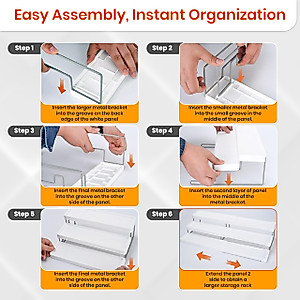 OMAIA Set of Two - 3 Tier Spice Rack Organizer - Expandable 3-Level Spice Organization for Cabinet, Pantry, Kitchen Countertop - Adjustable Length with Sturdy Metal Frame - White