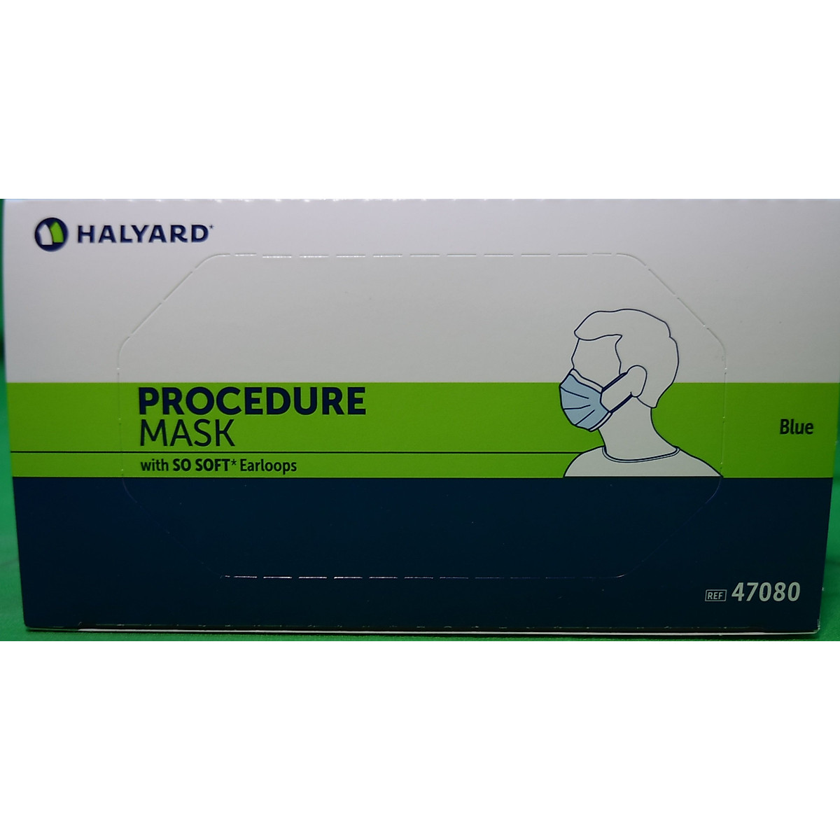 HALYARD Single-Use, Disposable Earloop Medical Mask, Designed For Short-Term Wear, Pleat-Style w/Earloops, Blue, 47080 (Box of 50)