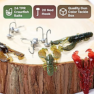 OJY&DOIIIY Ned Rig Kit Crawfish Lures with Jig Heads for Bass Fishing,TRD Soft Plastic Fishing Lures,Crayfish Lure for Ned Rig 44 PCs