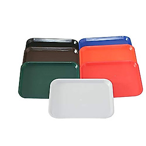 Caspian Plastic 1014 inch Fast Food Serving Tray Rectangular Cafeteria Non-Slip Tray,Set of 12 (Grey)