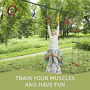 Cateam Slackline Accessories – Multicolor Gymnastic Rings Set of 2 with carabiners – Monkey bar Rings for Backyard Obstacle Course