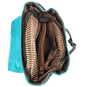 Zelris Western Women Buckle Drawstring Conceal Carry Mini Backpack Rucksack with Floral Embroidery (Beige)