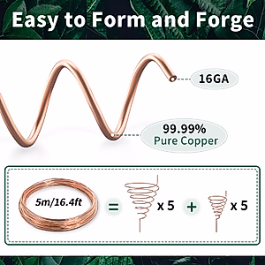 NAMTSO Copper Wire for Electroculture Gardening, 2 Pack Electroculture Copper Gardening Antenna & Air Plant Holder Making Tools with 16 Gauge Pure Copper Wire for Plants, Air Plant Holders Unique, S+L