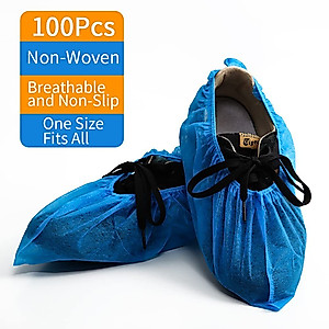 WHYJJQIAN Shoe Covers Disposable Non Slip for Indoors,Non-Woven Shoe & Boot Covers-100 Pack(50 Pairs),Shoe Booties Slip Resistant Overshoes Foot Covers with Sole Protector(Large Grey)