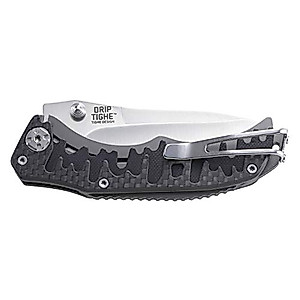 CRKT Drip Tighe EDC Folding Pocket Knife: Assisted Opening Everyday Carry, Satin Blade, Thumb Stud, Liner Lock, G10 Handle with Carbon Fiber Overlays, Pocket Clip 1190