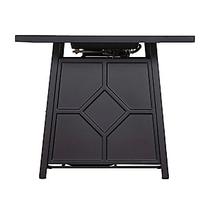 Stainless Steel Propane Fire Pit Table, 40000BTU Gas Fire Table with Weather Cover, Square Firepit Table with Steel lid for Patio Outdoor Deck Backyard, Black