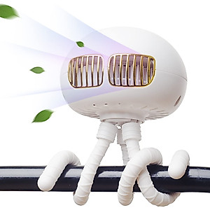 UJAY Stroller Fan,Mini Personal Portable Desktop Fan,Non-Slip Durable,USB or Battery Powered, Bladeless Fan Design, Stylish and Safe,Low Noise, Short Charging Time,Long Use Time