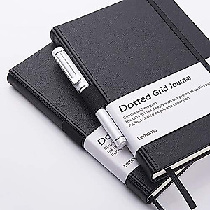Lemome Dotted Bullet Notebook with Pen Loop - Elegant Black Leather Notebook with Premium Thick Paper (A5) Best Gift for You