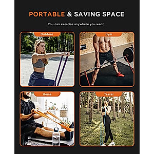 SUNPOW Pull Up Assistance Bands - Set of 5 Resistance Heavy Duty Workout Exercise Stretch Fitness Bands Assist Set for Body, Instruction Guide and Carry Bag Included