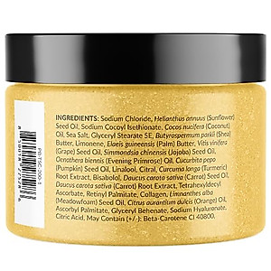 Exfoliating Body Scrub for Men and Women | Turmeric Scrub and Sea Salt Scrub Body Exfoliator with Collagen and Coconut Oil | Hydrating Face Scrub Foot Scrub and Dead Skin Remover for Body Care