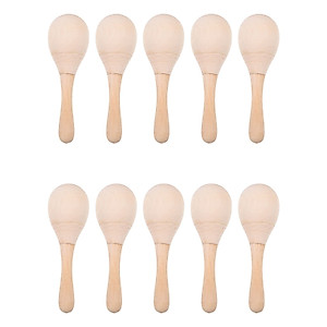 ULTNICE Mini Wooden Maracas Wood Hand Maracas Blank Percussion Rattles Unfinished Wooden Maracas DIY Blank Maracas (10Pcs)…