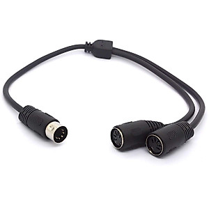 GLHONG MIDI Splitter Cable, MIDI 5 Pin DIN Plug Male to 2 DIN Female Smartphone AUX Headphone Stereo Jack Adapter Y Input Cable for MIDI Keyboard, Electric Piano, Synthesizer, MIDI Guitar